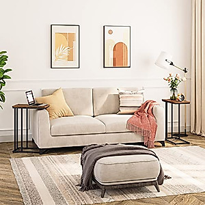 HOOBRO C Side Table, Set of 2, Portable Laptop Holder Snack Table, Heavy-Duty Sofa Side Table, Wood Look Accent Table, Space Saving in Living Room, Bedroom, Rustic Brown and Black BF02SFP201