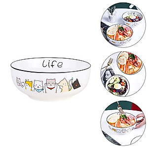Hemoton 1 Pc 6 Cat Ceramic Bowl Cutlery Container for Rice Containers for Fruit Dessert Bowls Salad Ceramic Salad Serving Dinnerware Vegetable Tool Tray Salad Bowl Ceramics Toddler Snack
