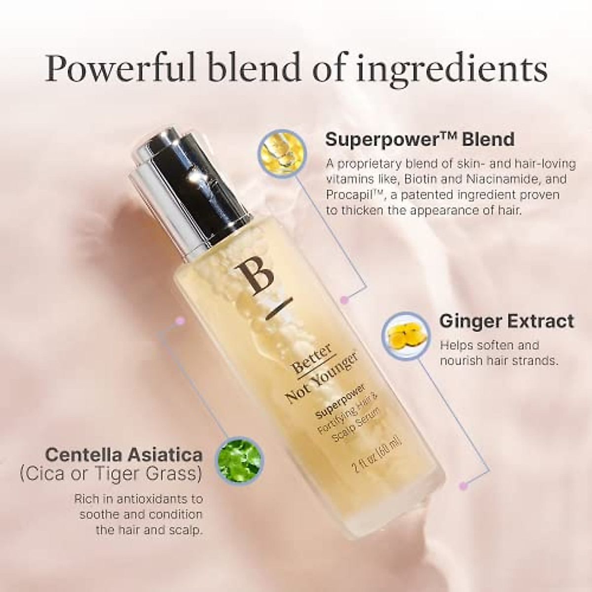 Better Not Younger Fortifying Hair & Scalp Serum for Thinning and Aging Hair - Hair Serum for Stronger, Thicker Looking Hair - Hair Density Serum Designed for Women 40+ Experiencing Hair Loss - 2fl.oz