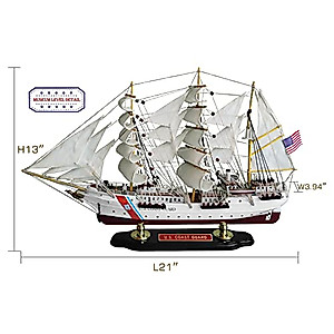 SAILINGSTORY Wooden Model Ship US Coast Guard Eagle Barque Ship Model Sailboat Decor USCG 1936 Replica Medium
