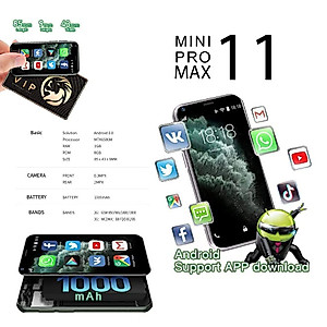 Mini Smartphone iLight 11 Pro Max The World's Smallest 11Pro Android Mobile Phone Super Small Micro 2.5" Touch Screen Global Unlocked Great for Kids 1GB RAM / 8GB ROM Tiny iPhone XI Pro Max Look Alike