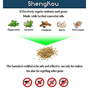 ShengKou Deterrent Mouse Repellent Pouches, Keep Rodent, Mice, Rats Away from Your House, Indoor, Cars, Vehicles, Home (4 Packs)