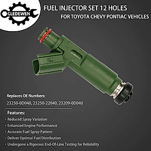 Fuel Injector 12 Holes 4Pcs | 1.8L L4 Gas DOHC | for 2000-2005 Toyota Celica MR2 Spyder 2000-2004 Corolla 03-06 Matrix, 00-02 Chevy Prizm, 03-06 Pontiac Vibe | Replace# 23250-0D040, 23250-22040