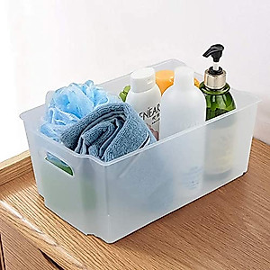 CadineUS 4-pack Stackable Organizer Bins, Clear Stackable Storage Bins