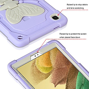 VOFUOE for Samsung Galaxy Tab A7 Lite Case 2021 with Kickstand Butterfly Wings 2 in 1 Heavy Duty Shockproof Protective Tablet Cover Kids Girls for Galaxy Tab A7 Lite 8.3 Inch SM-T220/T225 - Purple