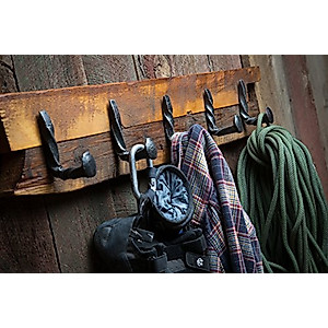 Twisted Reclaimed Railroad Spike 5 Hook Rack