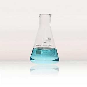 ULAB Scientific Narrow-Mouth Glass Erlenmeyer Flask Set, 8.5oz 250ml, 3.3 Borosilicate with Printed Graduation, Pack of 4, UEF1024