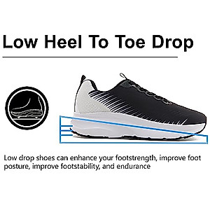 JACKSHIBO Wide Toe Box Shoes for Men Women Extra Wide Width Sneakers Road Running Walking Cloud Shoes Lightweight Breathable Cushioned Athletic Tennis Rubber Outsole Black 10women/8.5men