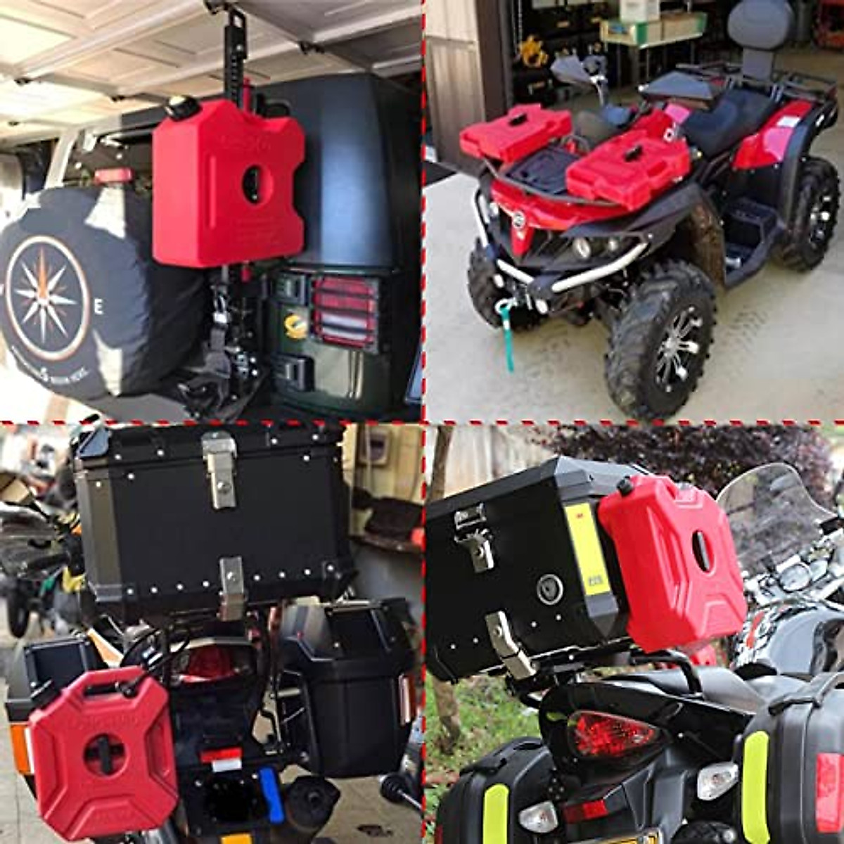 ATV Gas Can 1.3 Gallon with Mounting Bracket and Lock, 5L Oil Petrol Storage Cans Spare Emergency Backup Tanks,for SUV ATV Motorcycle Gas Can