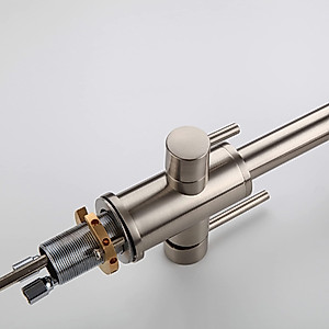 LEEOX Pot Filler Faucet, Solid Brass Kitchen Faucet, Deck Mount Kitchen Sink Faucet with Double Swing Arm, Dual Handle Hot and Cold Water Kitchen Mixer Tap,Gold (Color : Brushed Nickel)