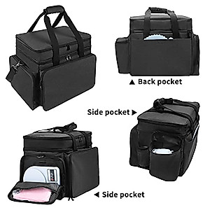 TUSIASC Baking Supplies Storage Bag for Bakers/Pastry Chefs, Cake Decorating Tool Caddy,Suitable for Cake Decorating,Baking Pan,Baking Mat,Muffin Liners,Black