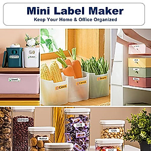 MAOZUA Label Maker Machine with Tape, Portable Bluetooth Thermal Label Printer for Office Home Kitchen Organization, Compatible with iOS, Android