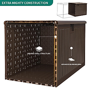 260 Gallons Water Resistant Resin Lockable Deck Box - N/A Brown