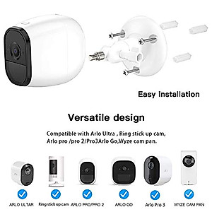 Koroao 【Latest Version】 Indoor/Outdoor Security Wall Mount for All Arlo Camera, Wyze Cam Pan/V3, Arlo Ultra, Arlo Essential, eufyCam 2 - More Stable and Flexible Arlo Accessories(2Pack, White)