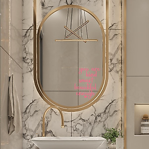 2x Bathroom Decal,Vinyl Mirror Decal,Positive Affirmation Decal,Bedroom Wall Decals,Affirmation Stickers for Mirror, for Kids, for women, Bathroom Decal,Vanity Mirror Decal (pink)