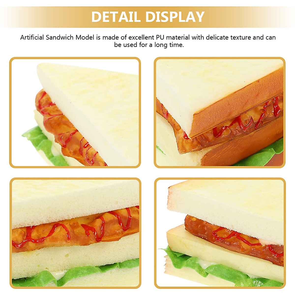 ABOOFAN 2pcs Artificial Sandwich Simulated Vegetable Sandwich Faux Sandwich Fake Food Model Kitchen Photo Prop for Easter Home Party Decoration