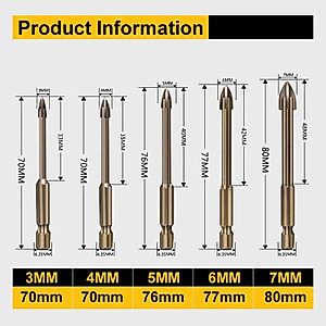 ASDSA Efficient Universal Drilling Tool, Multifunctional Triangle Cross High Hardness Alloy Drill Bit Set for Metal Wood Glass Concrete Tile Wall (7Pcs)