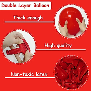 Red Balloons Double Stuffed Red Balloons Different Sizes Latex Ruby Red Balloon Garland Matte Premium Red Balloon Arch Kit for Birthday Wedding Baby Shower Mother's Day Christmas Party decorations
