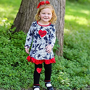 AnnLoren Girls Valentine's Day Heart Tie Dye Outfit Dress and Black Leggings size - 7/8.