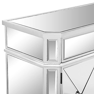 VINGLI Mirrored Cabinet, Mirrored Nightstand, Mirrored Dresser Accent Chest, Large Mirror Nightstand with 1 Drawer and Two Doors, 27.5”W x 13.4”D x 27.5”H, Mirror