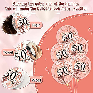 Rose Gold 50th Birthday Decorations Set 15 Pcs Rose Gold Happy 50th Birthday Latex Balloons and Large Made in 1973 Foil Balloons Banner Backdrop for Women Fifty Year Old Birthday Party Decor Supplies