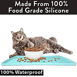 CatGuru Cat Food Mat, Small & Large Pet Food Mat, Waterproof Cat Mat for Food and Water, Silicone Pet Mat for Food, Non-Slip Pet Mats, Easy to Clean Cat Food Tray, Pet Bowl Mat (Small, Aruba)