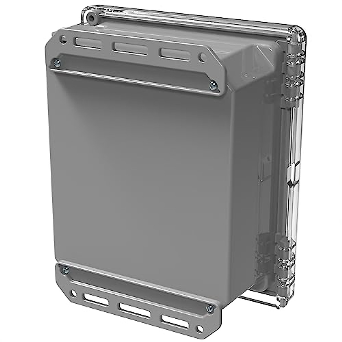 Serpac I342HL,TCBG (5.46 x 10.23 x 11.75 in) Polycarbonate IP67 Waterproof UL 508A Plastic Project Junction Box Enclosure with Clear Top Hinged Cover, Plastic Rustproof Latchs, and Gray Bottom