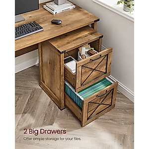 VASAGLE File Cabinet, Filing Cabinet with 2 Drawers, Printer Stand, Fit A4, Letter Size, Hanging File Folders, Modern Farmhouse Style, for Home Office, Study, Honey Brown UOFC048T41