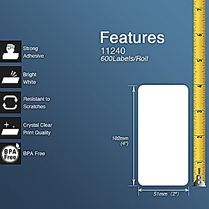 BETCKEY - Compatible Multi-Purpose Labels Replacement for Brother DK-1240 (4" x 2"), Use with Brother QL Label Printers [10 Rolls + 2 Reusable Cartridges]