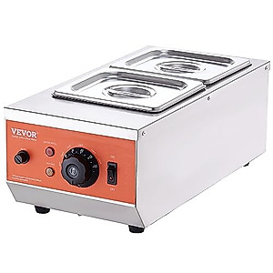 VEVOR Chocolate Tempering Machine, 9 Lbs 2 Tanks Chocolate Melting Pot with TEMP Control 86~185℉, 800W Stainless Steel Electric Commercial Food Warmer For Chocolate/Milk/Cream Melting and Heating
