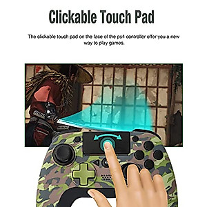 TJPD Wireless Game Controller with 2 Programmable Back Buttons, Compatible with PS4/PS3/iOS13.4+/PC/Android, Game Controller Remote with Turbo/Gyro/HD Dual Vibration/LED Indicator (Green Camouflage)