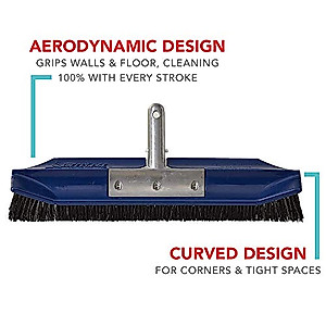 Sweepease 654367706282-SS/Combo-18 Stingray 18" SS/Poly Pool Brush Sticks to Walls and Floor Every Time, 18" x 2.5" x 6.6", Bright Green/Royal Blue