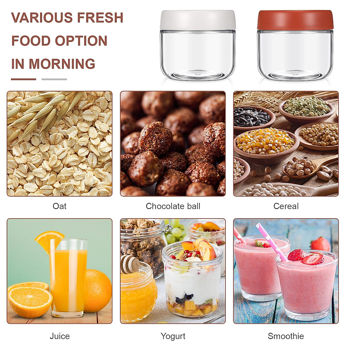 Zubebe 10 Pack 10oz Glass Jar with Lids Overnight Oats Container with Lid Wide Mouth Glass Mason Jars Airtight Yogurt Jars for Food Prep Condiment Salad Storage Refrigerator Dishwasher Safe