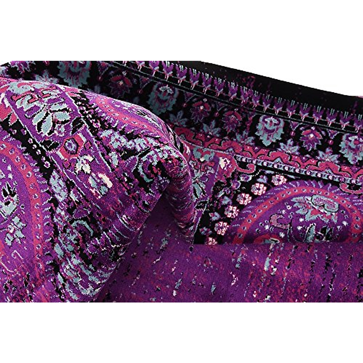 Unique Loom Imperial Collection Paisley, Distressed, Border, Vintage, Modern, Abstract Area Rug, 8 ft x 11 ft 6 in, Lilac/Black