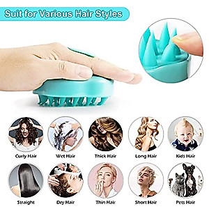 Shampoo Brush, Silicone Scalp Massager Hair Brush Head Massager Hair Growth Scrubber for Straight Curly Long Short Thick Thin Wet Dry Hair for Men Women Kids Pets, Light Blue