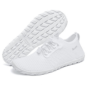 Racqua Men&Women Water Shoes Breathable Barefoot Pool Shoes Outdoor Windsurfing Beach Volleyball Sailing Beach Swim Shoes White 7.5 Women/6.5 Men