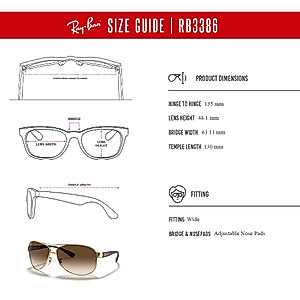 Ray-Ban RB3386 001/13 63M Arista/Brown Gradient Sunglasses For Men For Women