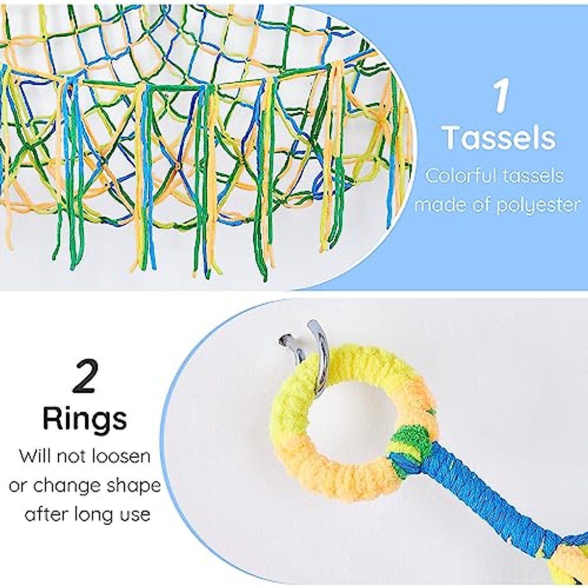 Basumee Stuffed Animals Net or Hammock Toy Storage Organizer Toy Hammock Hanging Stuffed Animals Storage Holder with Tassels for Nursery Kids Bedroom Room Wall Décor, Yellow-Green