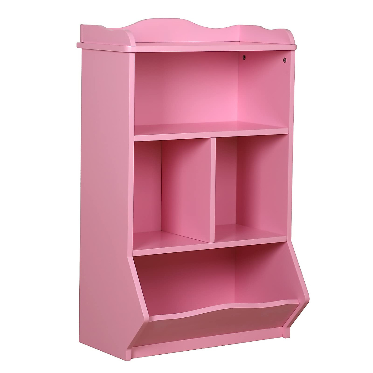 AFBKSS&BB Children Book Shelf, Kids Wood Shelf, Children Multi-Functional Bookcase, Wood Storage Cabinet and Toy Storage Bin (Pink)