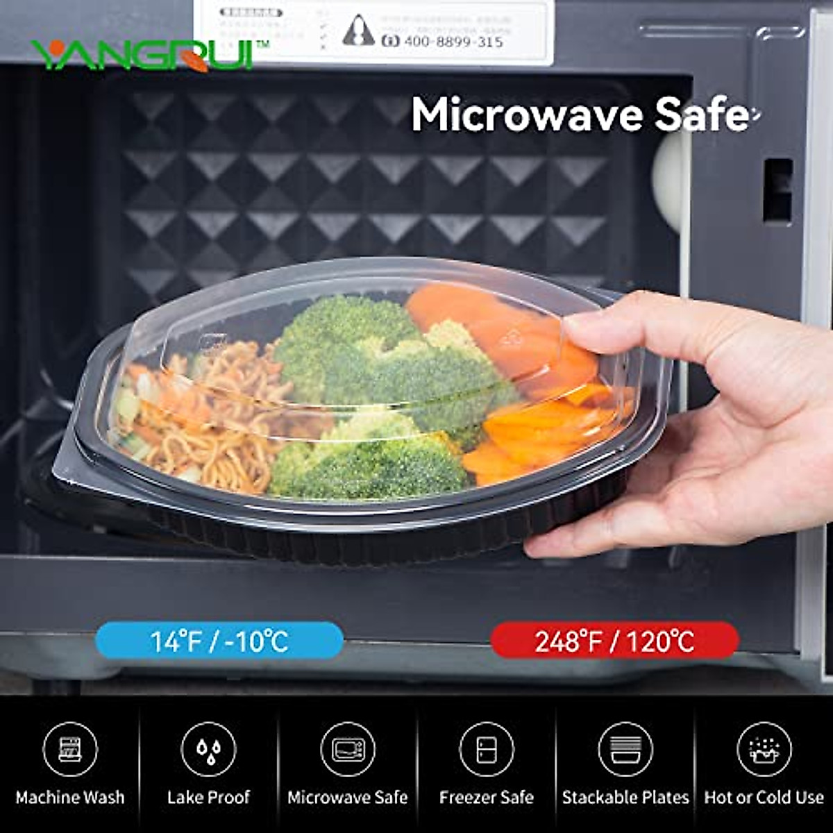 YANGRUI To Go Containers, Shrink Wrap 30 Pack 18oz Leak Proof Reusable Machine Washable Meal Prep Container BPA Free Microwave Freezer Safe Take Out Containers