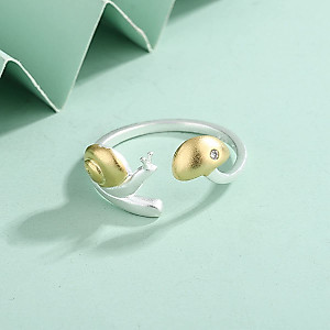 Cute Mushroom Snail Ring Creative Cartoon Snail Stud Earrings Adjustable Gold Silver Snail Mushroom Jewelry for Women (Mushroom Ring)