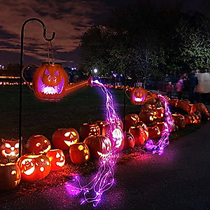 yeuago Halloween Pumpkin Lights Solar Watering Can with Purple Lamp Beads,Fairy Garden Solar Decoration, Metal Waterproof Garden Ornament Mother's Day Gift Table Patio Yard Pathway Party