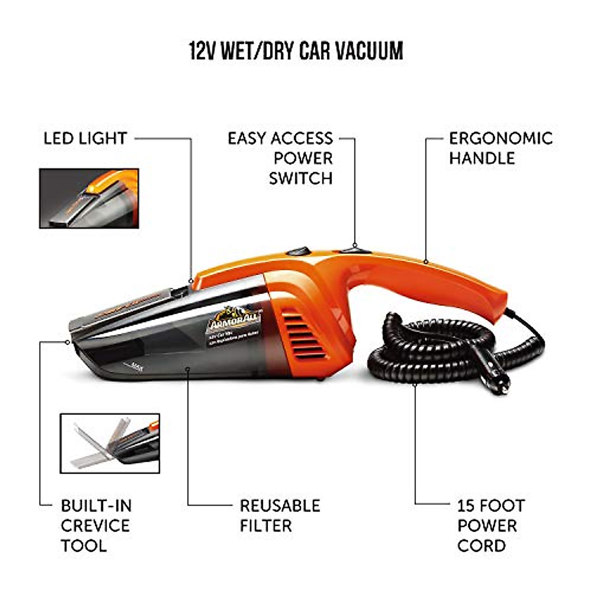 ArmorAll Armor All-12V Wet/Dry Car Vac (AA12V10901), Orange