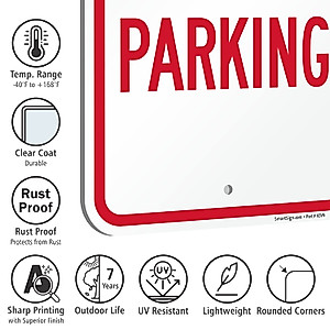 SmartSign No Parking Sign - Pack of 2, 18 x 12 inch, 2mm Aluminum Composite, Pre-Drilled Holes, Made in USA, Red and White