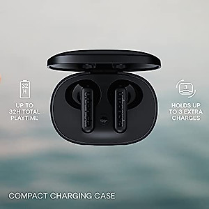 Urbanista Copenhagen True Wireless Earbuds, Bluetooth 5.2 Earphones with Touch Controls & Noise Cancelling Microphone, 32 Hr Total Playtime, USB C Charging Case, IPX4 Water Resistant, Midnight Black