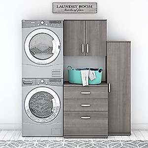 Bush Business Furniture Universal 3 Piece Modular Laundry Room Storage Set with Floor and Wall Cabinets, Platinum Gray