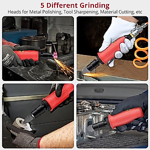 XUNTOP 25000Rpm Pneumatic Straight Die Grinder with After-Exhaust,Straight Die Grinder with Empty Oil Bottle and 1/4" 1/8"Collets Widely Used in Polishing,Edge Smoothing,Deburring