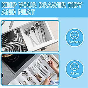 Macarrie 20 Pcs Plastic Drawer Organizer 10 x 3.3 x 1.8 Inch Storage Tray Plastic Silverware Organizer Utensil Holder Drawer for Makeup Kitchen Bathroom Desk Cabinet Organizing, White