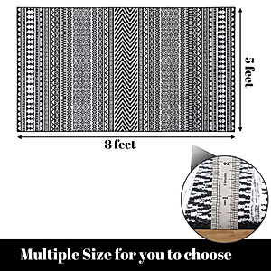 COZYLOOM Large Area Rug 9x12 Modern Geometric Floor Cover Non-Slip Washable Living Room Rug Boho Indoor Non-Shedding Area Rug Bedroom Home Office Kitchen Dining Room Throw Carpet Black