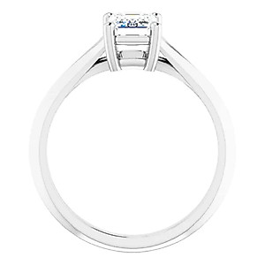 10K Solid White Gold Handmade Engagement Rings 1.0 CT Emerald Cut Moissanite Diamond Solitaire Wedding/Bridal Ring Set for Women/Her Propose Ring Gifts (9.5)